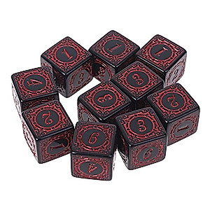 SUWEILE SZSZ 10Pcs D6 Polyhedral Dice Square Edged Numbers 6 Sided Dices Beads Table Board Role Play Game for Bar Club Party 0212 (Color : Green)