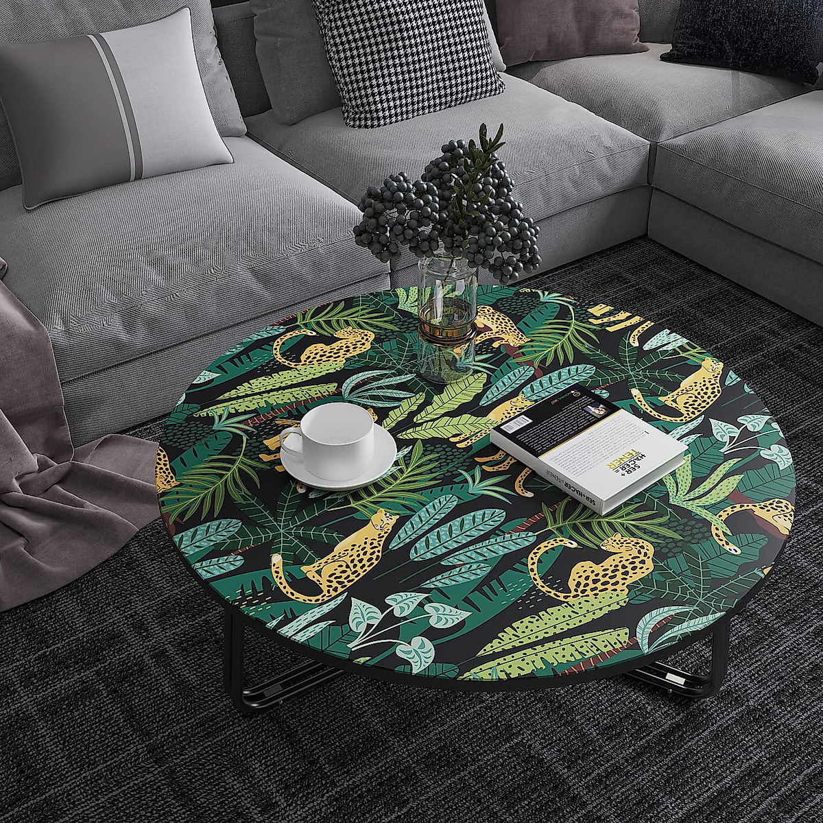 CHIHUT Leopard King Peel and Stick Wallpaper Self Adhesive Removable Jungle Animal Wallpaper Tropical Green Leaf Contact Paper Waterproof Wall Paper Decorative Vinyl Roll for Walls Cabinets 17.7”x100”