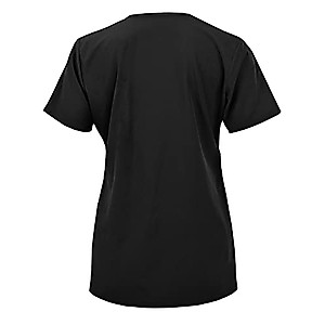 Green Town Women's Medical Nursing Tuck-In V-Neck Scrub Top GT Performance-Black-Large