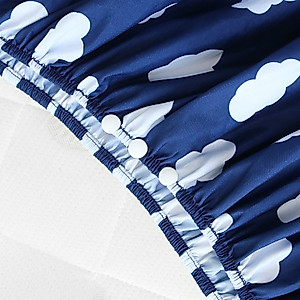 Crib Skirt Fit Standard Crib or Toddler Bed with Adjustable Straps Easy On/Off Pleated Dust Ruffled up to 14" Drop Cute Print for Girls and Boys Crib Bed Skirt Machine Washable