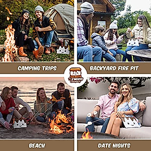 The S’mores Company - Marshmallow Roasting Sticks, Telescoping Smores Skewers for Fire Pit with Storage Bag, Hot Dog Roasting Sticks, 34 Inch Long Fork - 5 Pack, Fire Pit Skewers