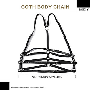 BODIY Women Fashion Leather Harness Belt Punk Waist Harness Belts Rave Body Accessories (Black)