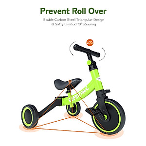 besrey 5 in 1 Toddler Bike for 10 Month to 4 Years Old Kids, Toddler Tricycle Kids Trikes Tricycle, Toys for Boy & Girl, Balance Training, Removable Pedals