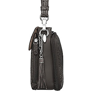 Concealed Carry Purse - Leather Tooled American Cowhide Crossbody by Gun Tote'n Mamas (Black)