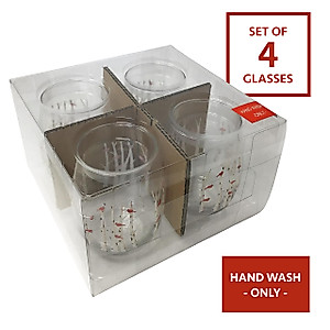 BANBERRY DESIGNS Cardinal Wine Glass - Set of 4 - Stemless Glasses - Cardinals Perched on White Birch Trees - All Occasion - Approximately 4 3/4" H 20 oz