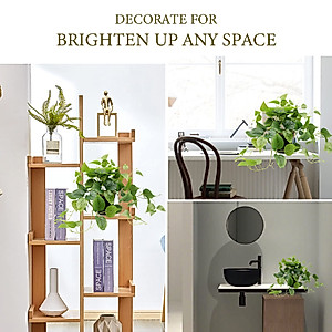 LOYWREE Artificial Plants in Pots, Faux Pothos Indoor Green Realistic Fake Plant for Home Office Garden Decoration - Black Pot