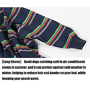 Size XS to 3XL, 2 Colors Dog Onesie Long Sleeve, Full Cover Pet Pajamas, Dog Plaid Shirt, Lightweight Dog Jumpsuit Striped Small