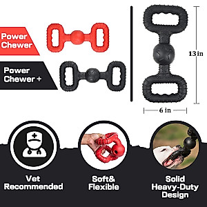 BiteKing Natural Rubber Dog Toys for Large Aggressive Chewers - Tough Tug War Dog Toy for Large Dogs Tooth Clean, Red