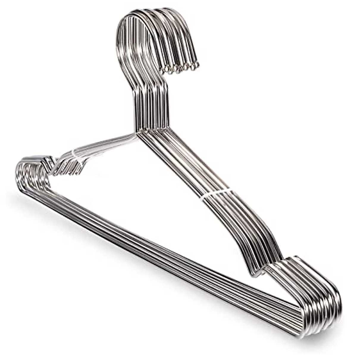 Decohomeforu 10 Pack Stainless Steel 15.75 Inches Clothes Hangers Coat Hangers, Strong Heavy Duty Stainless Steel Hangers, Ultra Thin Space Saving Clothes Hangers, Durable Slim Sleek Silver Hangers