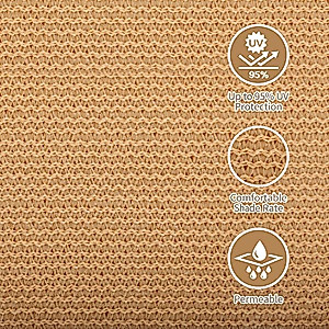 MontCampys Sun Shade Sail 7' x 10' Rectangle Permeable Canopy Shade Cloth UV Block Cover for Backyard Patio Garden Lawn Carport Outdoor Camping Event, Yellow/Sand