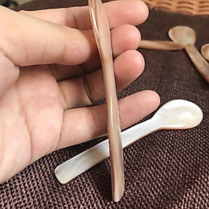 DUEBEL Set of 10 Pink Mother of Pearl 3.55′′ Caviar Spoons for Caviar Serving or Egg Serving