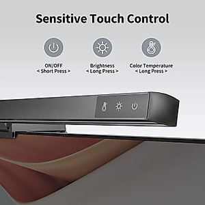 Funlicht Monitor Light Bar, Computer Monitor Lamp for Eye Caring LED Dimmable Screen Light Bar, Touch Control USB Powered Screenbar for Desk/Office/Home/Game, Silver Gray