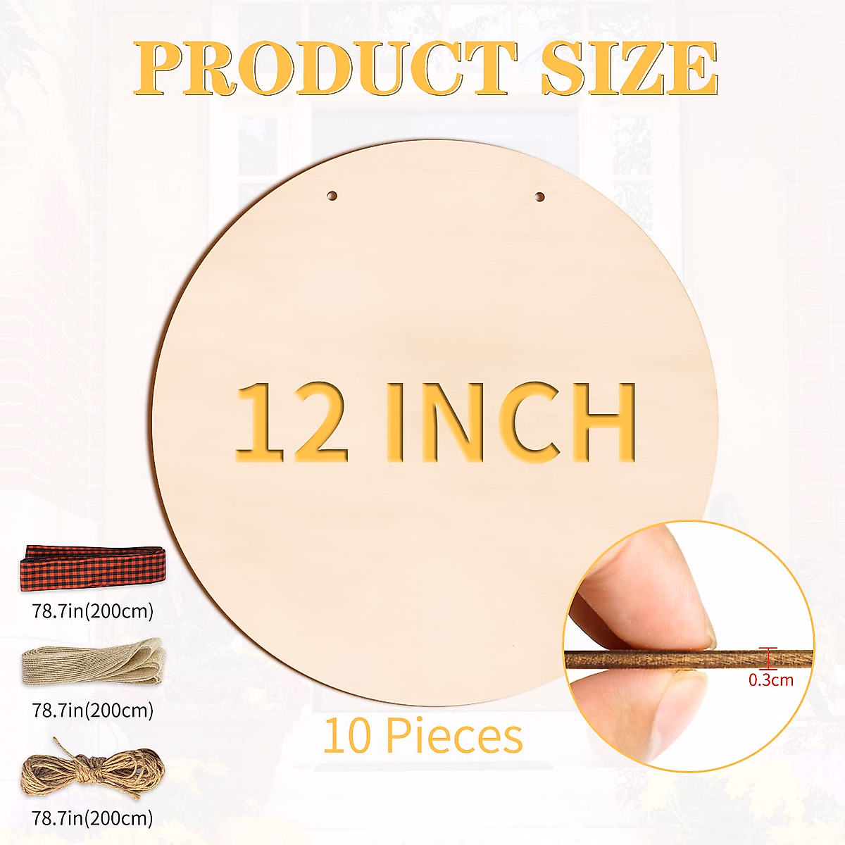 12 Inch Wood Circles for Crafts, 10Pcs Unfinished Wood Rounds for Cricut Projects, Burning, Painting, Door Hanger, DIY St. Patrick's Day Crafts Home Decor(10PCS)