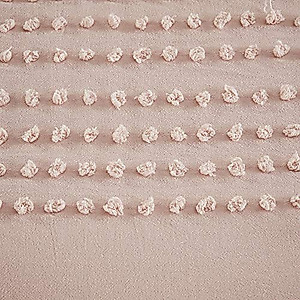 Comfort Spaces 100% Comforter Set Cotton Jacquard Pom Tufts Design Hypoallergenic Down Alternative, All Season Modern Bedding, Matching Shams, Twin/Twin XL, Phillips, Blush