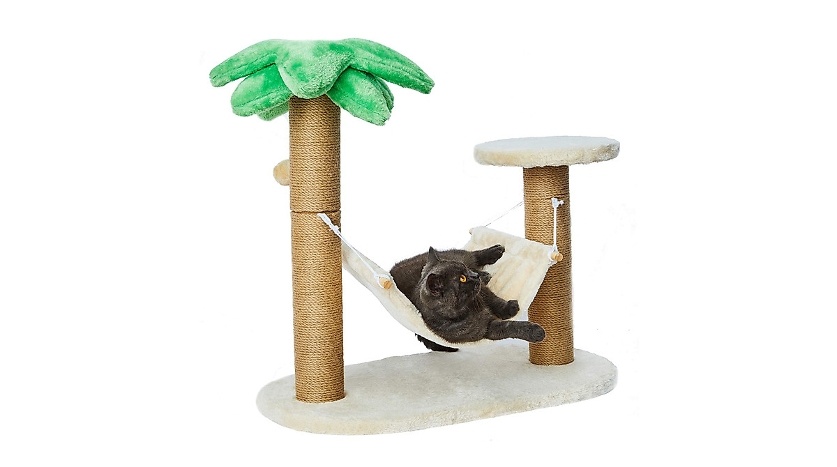 LUCKITTY Cat Scratching Post with Coconut Tree & Hammock – Natural ...