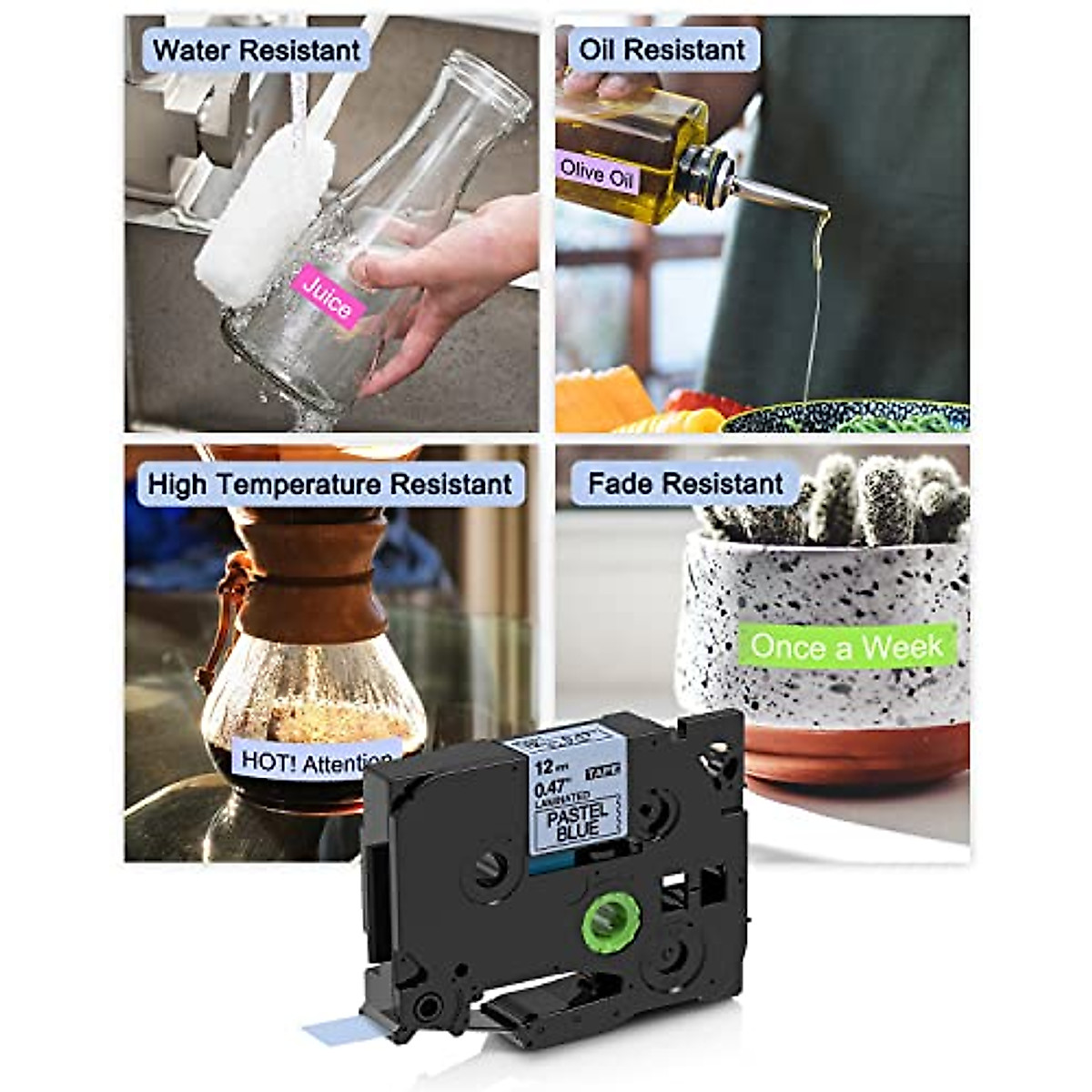 Tz Tape 12mm 0.47 Laminated Compatible Label Tapes Replacement for Brother TZe Label Tape TZE-MQ531/MQE31/MQF31/MQP35/MQG35/MQG31 12mm 0.47 inch for Brother P Touch PT-H110 PT-D600 PT-D400, 6-Pack