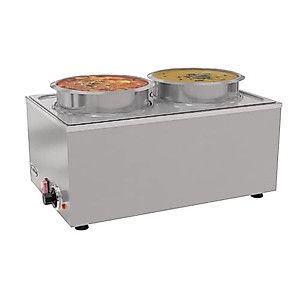 KoolMore Commercial Bain Marie Countertop Food Warmer, Soup Station, and Buffet Table Server with Two Serving Pots, Stainless-Steel Steamer with Auto Shut Off (CFW-4), Silver