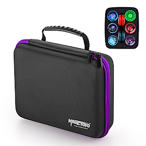 Portable Yoyo Storage Case, Yoyo Carrying Bag, Yoyo Prefessional Case 6 Hole Yoyo Protective Bag with Inner Zippered Pocket for Keeping Yoyos and Yoyo Accessories Safe and Organized (Black&Purple)