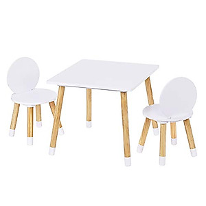 UTEX Kids Table with 2 Chairs Set for Toddlers, Boys, Girls, 3 Piece Kiddy Table and Chairs Set, White