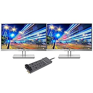 HP EliteDisplay E233 23 Inch Full HD Screen LED 2-Pack Display Bundle with 12-Outlet Professional SurgeMaster