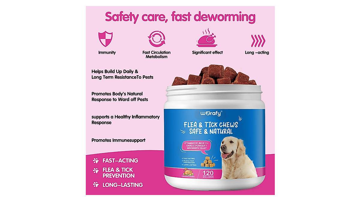 Natural Dog Soft Tablets for All Breeds - Long-Lasting Protection