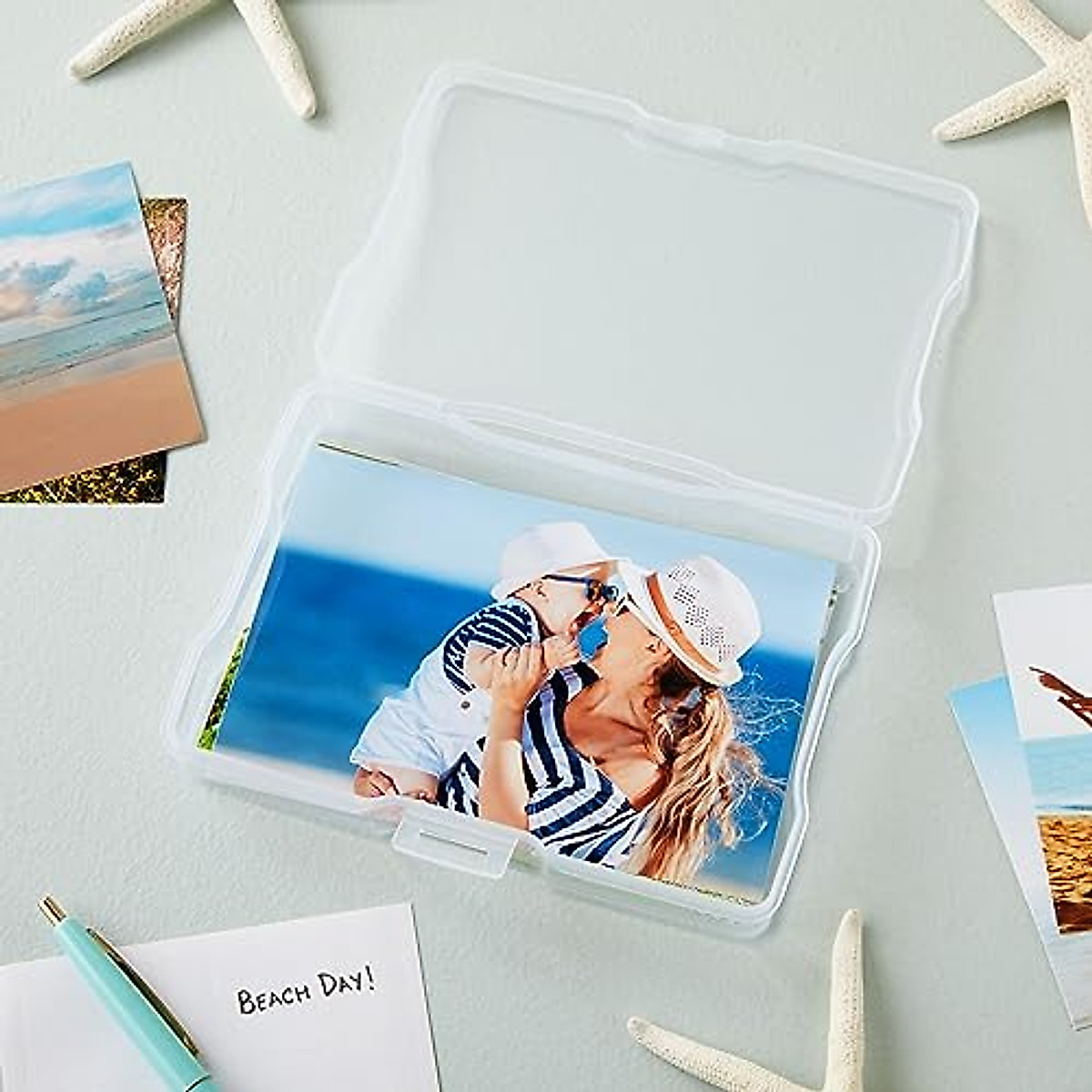 Bright Creations 24 Photo Storage Boxes for 4x6 Pictures - Photo Organizer Containers with 40 Blank Labels - Clear, 64 Total Pieces - Picture Storage Containers
