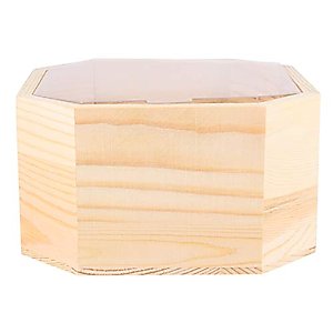 Cabilock Unfinished Wooden Box Rustic Wood Octagon Storage Organizer Container Craft Box for DIY Craft Collectibles Home Venue Desktop Drawer Decor Succulent Pot S