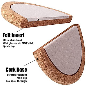 Drink Coasters with Holder, Absorbent Coaster, (6 Pack), Cork Felt Coasters, Coasters for Table Protection, Round Thick Coasters for Drinks, Glasses, Cups, Bar, Housewarming Gift, Beige.