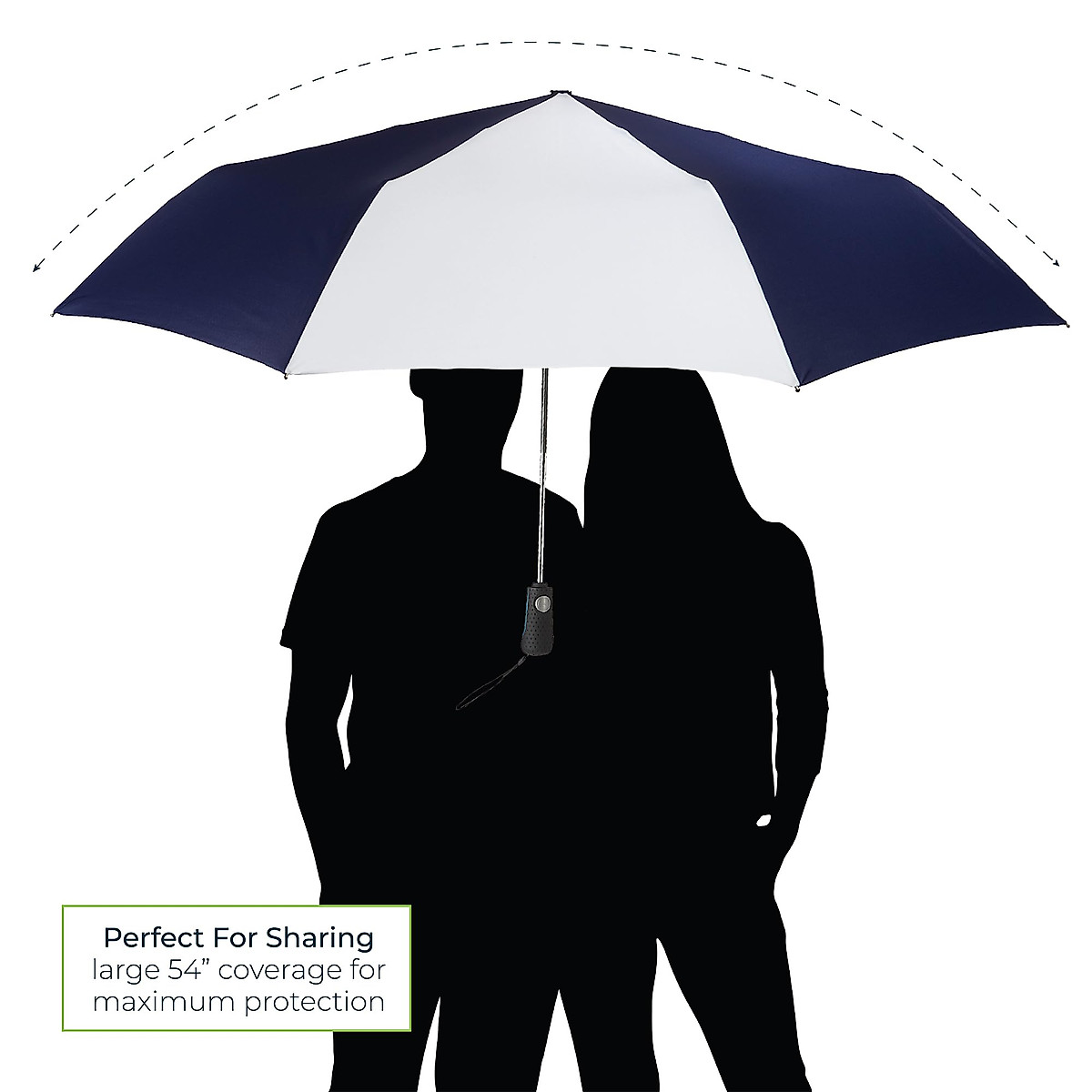 Totes Blue Line Golf Size Auto Open/Close Umbrella, Water Repellent Canopy, Black