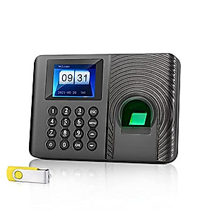 JIAN BOLAND Fingerprint Time Clock, Time Clocks for Employees Small Business, Clock in and Out Machine for Employees with Fingerprint, PIN No Monthly Fees with 8G U-Disk