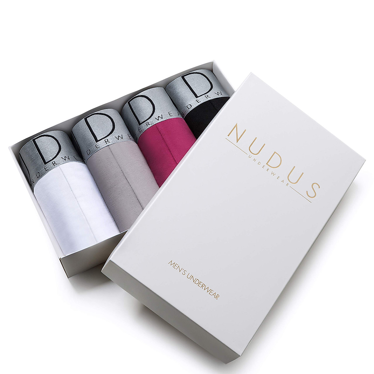 NUDUS Men’s Cotton Underwear - Short Boxer Briefs - 4 Pack Gift Box - Medium