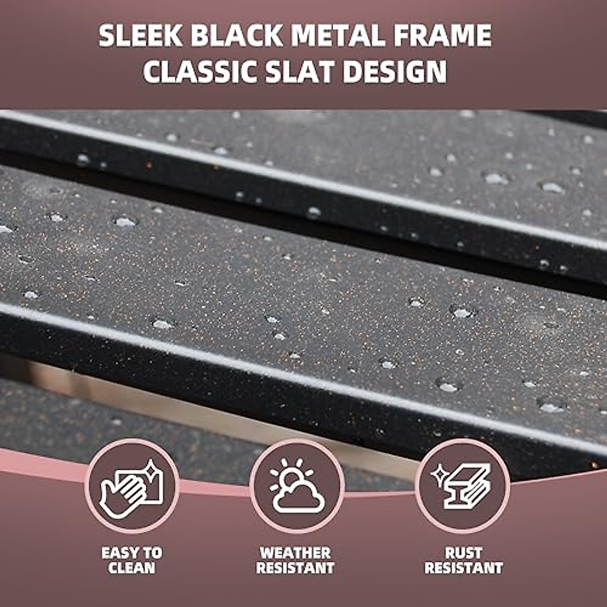 SAILARY Dining Umbrella Hole Outdoor Furniture Modern Design Rectangle Patio Metal Table 60" X 38", Dark Black