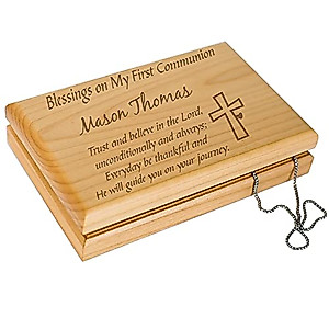 Engraved First Communion Valet Box, Personalized Communion Gift, First Communion Gifts, First Holy Communion Gifts for Boys & Girls, Wooden Box for Rosary Beads