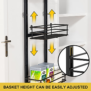 Vetacsion Pantry Door Organizer 12 Inch Wide, 5 Tier Hanging Adjustable Over the Door Spice Rack For Narrow Space