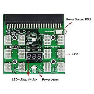 S-Union Ethereum ETH ZEC Mining Power Supply 12V GPU/PSU Breakout Board + 12pcs 16AWG PCI-E 6Pin to 6+2Pin Cables 27.5Inch Length(70CM, with 5 Nylon Cable Ties)