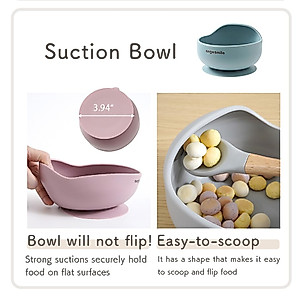 Ange Smile Silicone Baby Feeding Set - 12pcs Baby Led Weaning Supplies, Suction Bowl, Divided Plate, Spoons, Forks, Adjustable Bib, Eating Utensils for 6+ Months. Perfect baby registry essential gift