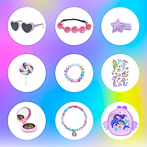 Mskissy American 18 Inch Doll Clothes and Accessories - 2 Mermaid Theme School Daily Dresses for American 18 Inch Girl Doll Including Schoolback，Necklace，Bracelet，Garland，Hairpin，Sunglass etc