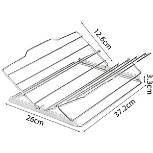 Worparsen Kitchen Chicken Roasting Rack Foldable Roasting Rack Stainless Steel Adjustable Chicken Roasting Rack Foldable V-Shaped Stand for Turkey Chicken Silver