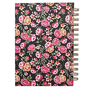 Christian Art Gifts Journal w/Scripture Serenity Prayer Pink Roses 192 Ruled Pages, Large Hardcover Notebook, Wire Bound