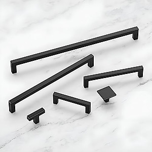Hickory Hardware Solid Core Kitchen Cabinet Pulls, Luxury Cabinet Handles, Hardware for Doors & Dresser Drawers, 8-13/16 Inch (224mm) Hole Center, Matte Black, Skylight Collection(Pack of 1)