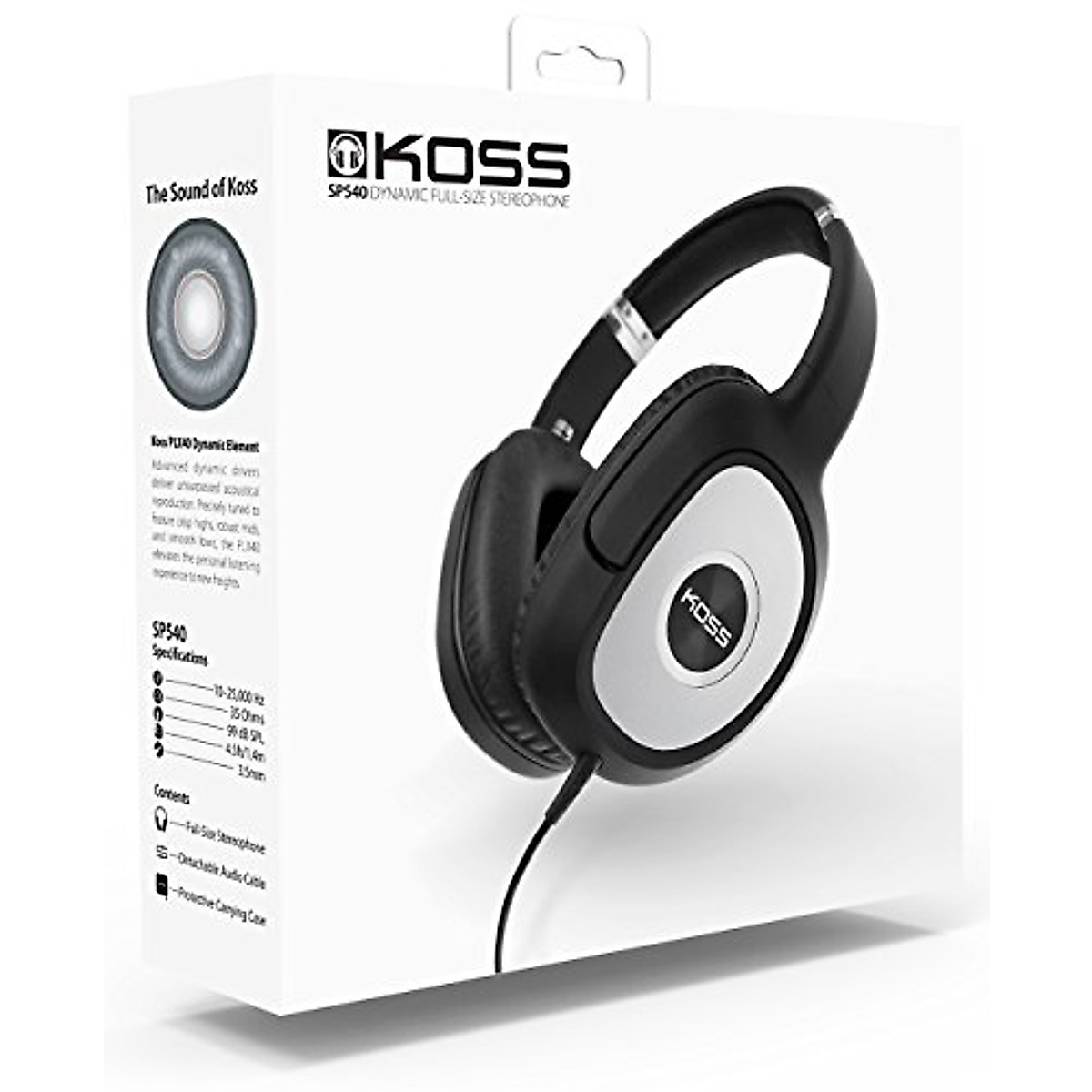 Koss SP540 Full Size Dynamic Headphones, Black with Silver Accents