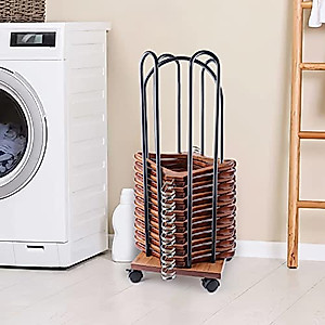 Hanger Organizer Stacker, Hanger Stacker with Swivel Caster Wheels, Hanger Holder Hold Up 80 Wooden Clothes Racks for Closet Laundry Dry Cleaning Room