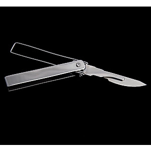 ILEAF Stainless Steel Pocket Folding Utility Knife with 10 Replaceable Blades, Ultra Compact and Lightweight (Stainless Steel)