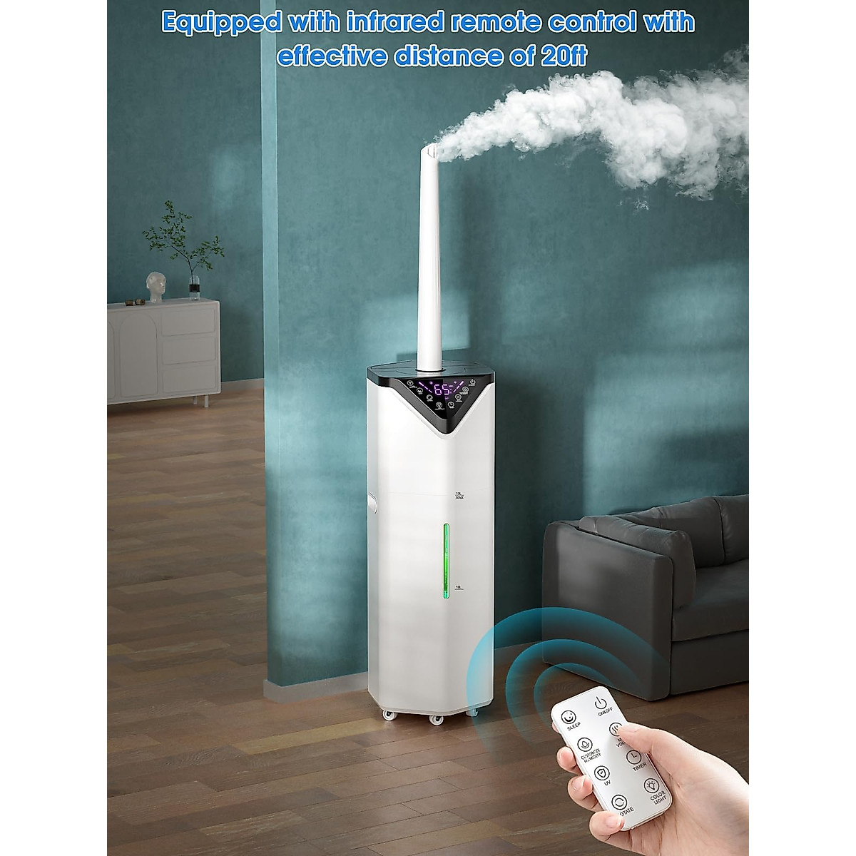 19L/5Gal Large Humidifiers for Bedroom 2800 sq ft, Quiet Humidifiers for Large Room, Floor Humidifier with 3 Mist Mode & Auto 180°Mist Tube for Home Whole House School Office Commercial Plants