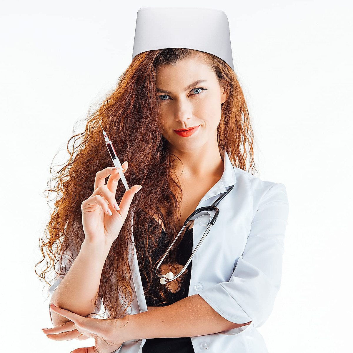 Sumind Stethoscope Nurse Hat Halloween Costume Accessory for Paramedic Doctor Nurse Cosplay Costume Accessories for Men and Women As Pictures Shown