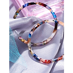 Jovitec 3 Pairs Tortoise Shell Hoop Earrings Acrylic Resin Earrings Mottled Earrings Jewelry for Women Favors (Style 5)