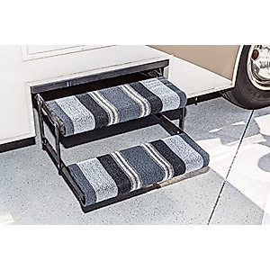 ShadePro RV Step Covers - 2 Pack (Black) - Adjustable Wrap Around Stair Rug Covers for RVs, Campers, and Trailers - 24 Inches - Trim to The Perfect Size - Fits Straight or Curved RV Steps