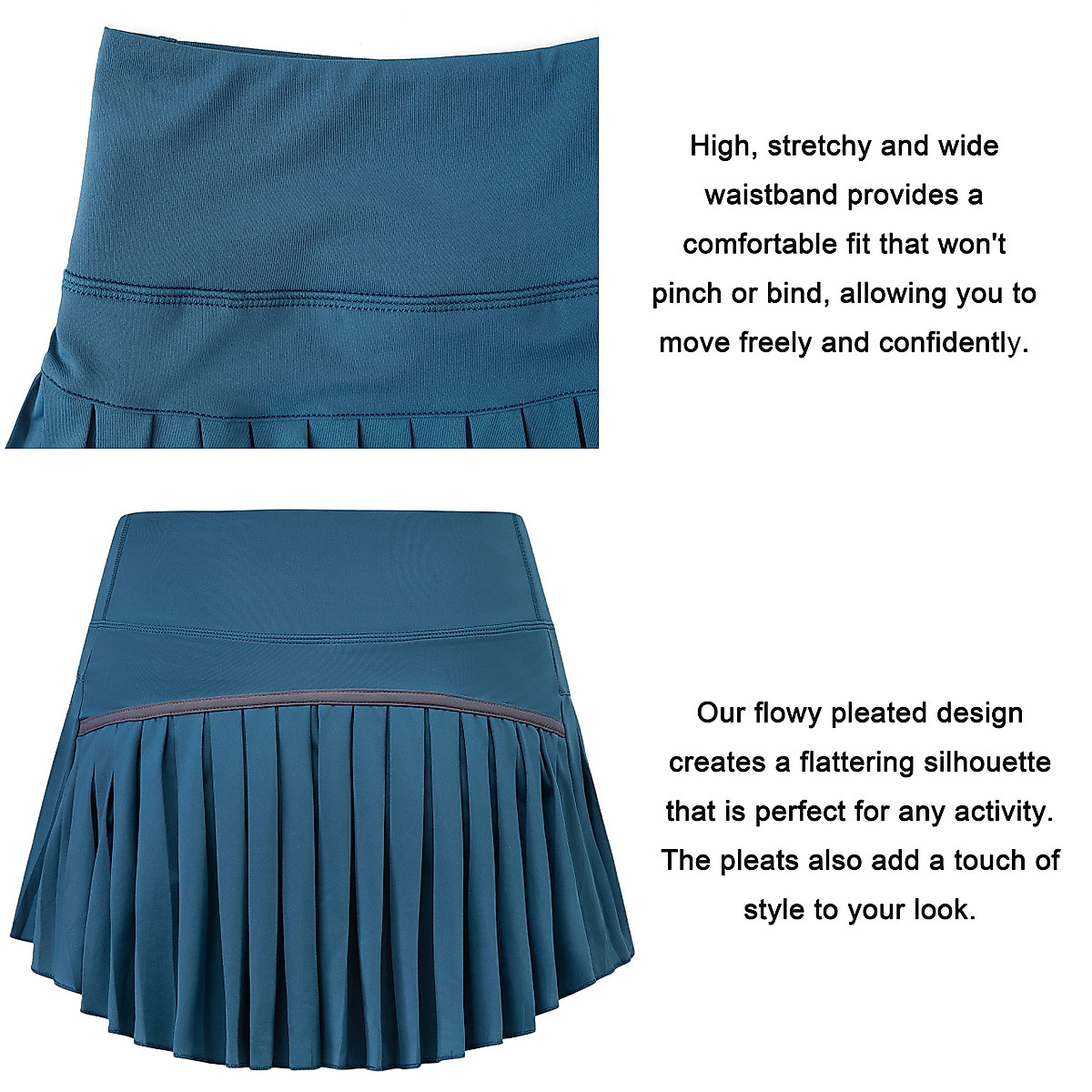 Yknktstc Women Tennis Skirt with Pocket Pleated Golf Skirt Workout Running Athletic Skort Small Black