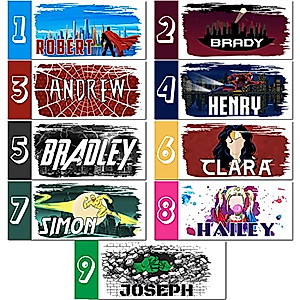 Personalized Super Hero Pencil Case w/Name Students - Custom Superhero Pen Box Birthday Gifts Boys Girls - Customized Canvas Pencils Cases Box - 10''x6'' - Man Pencil Pouch Spider Bat Design C1 Beige