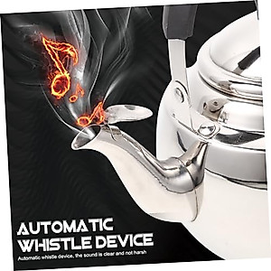 GRADENEVE Stainless Steel Kettle Whistling Coffee Pot Whistling+kettle+with+removable+spout Steel Gas Tea Kettle Whistling Coffee Kettle Boiling Teapot Espresso Machines Teapot for Silver